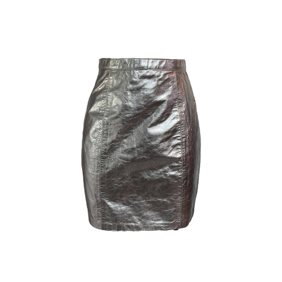 l & u fashions | Skirts | Vintage Silver Leather Skirt | Poshmark